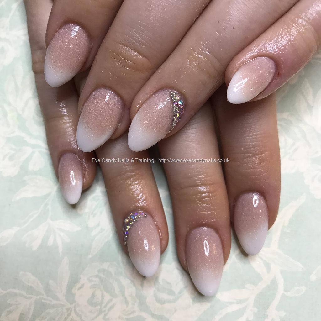 Dev Guy Almond Acrylics In French Ombré With Swarovski Crystals And